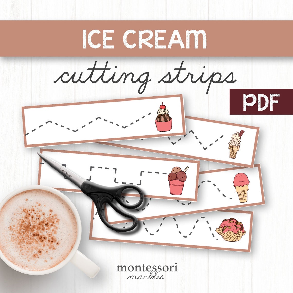 ICE CREAM Cutting Strips Toddler Preschool Kindergarten | Etsy