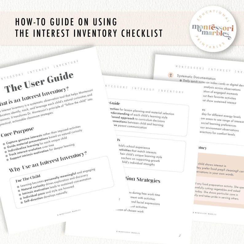 Interest Inventory Observation Tool | Montessori Planning | Teacher ...