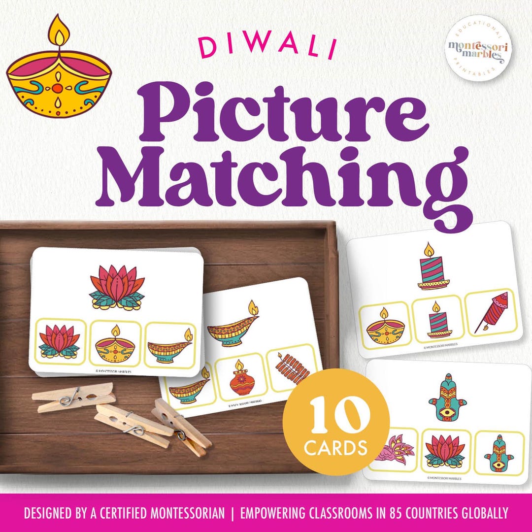 DIWALI Picture Matching Clip Cards, Montessori Inspired Activity ...