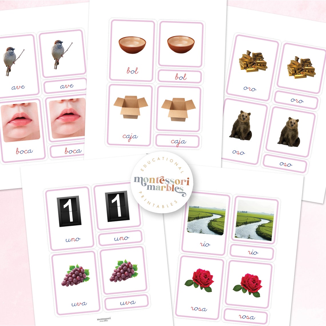 Spanish Pink Series Nomenclature Cards | Montessori Language ...