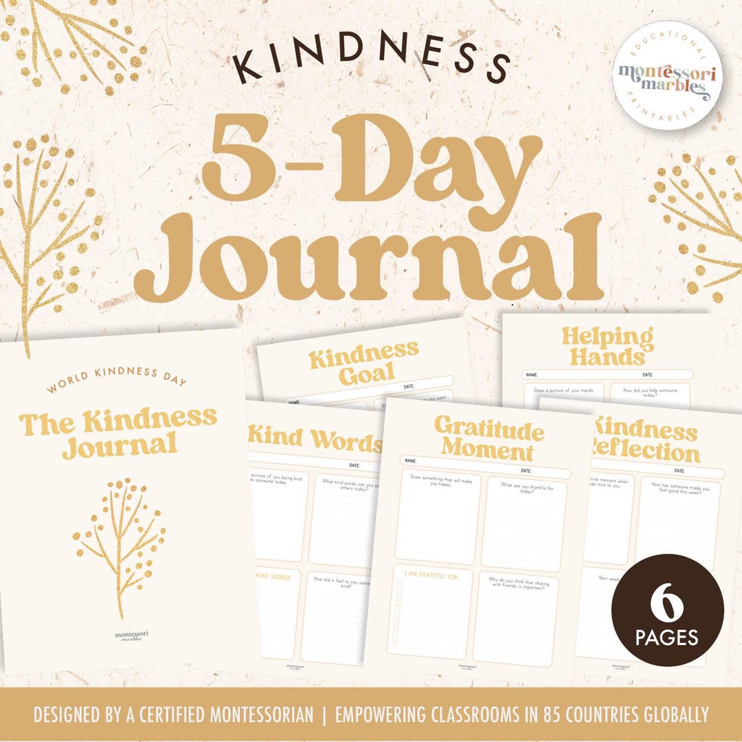 KINDNESS 5-day Journal for Kids | Being Kind | Journal Prompts for ...