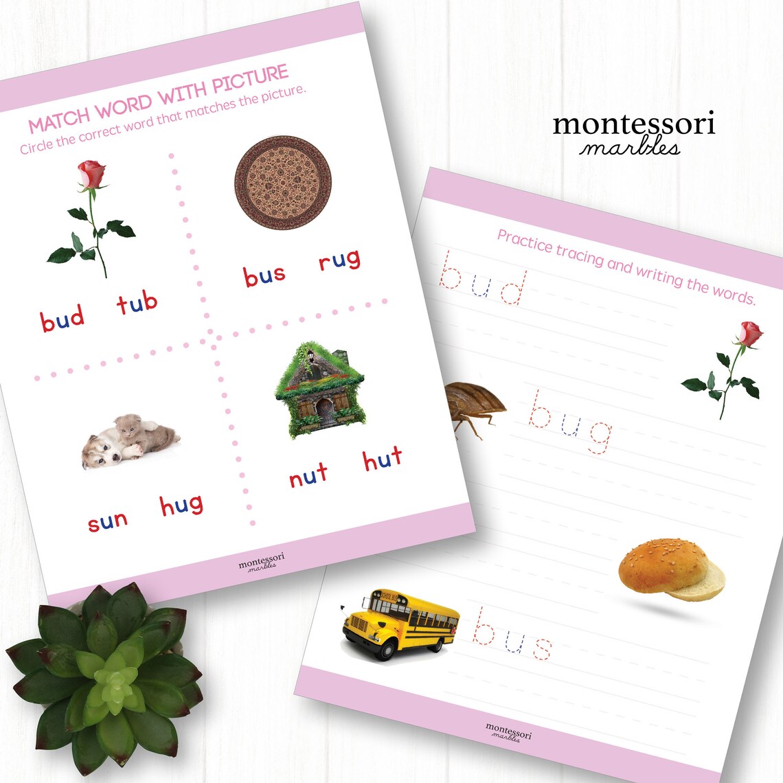 BUNDLE Montessori Pink Series Workbooks Short A E I O U CVC - Etsy