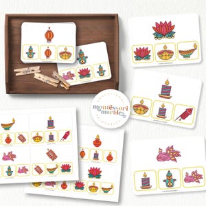 Diwali Picture Matching Cards: Montessori Learning Activity (digital ...