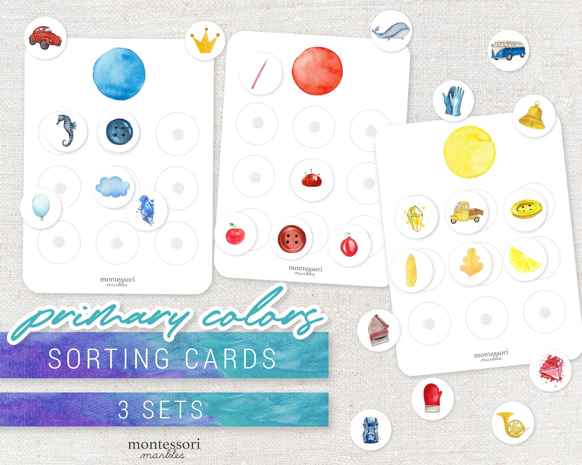 PRIMARY COLORS Sorting Cards Montessori Inspired Activities | Etsy