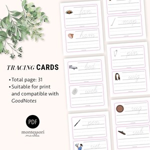 Montessori Pink Series Cursive Tracing Flash Cards Toddlers - Etsy