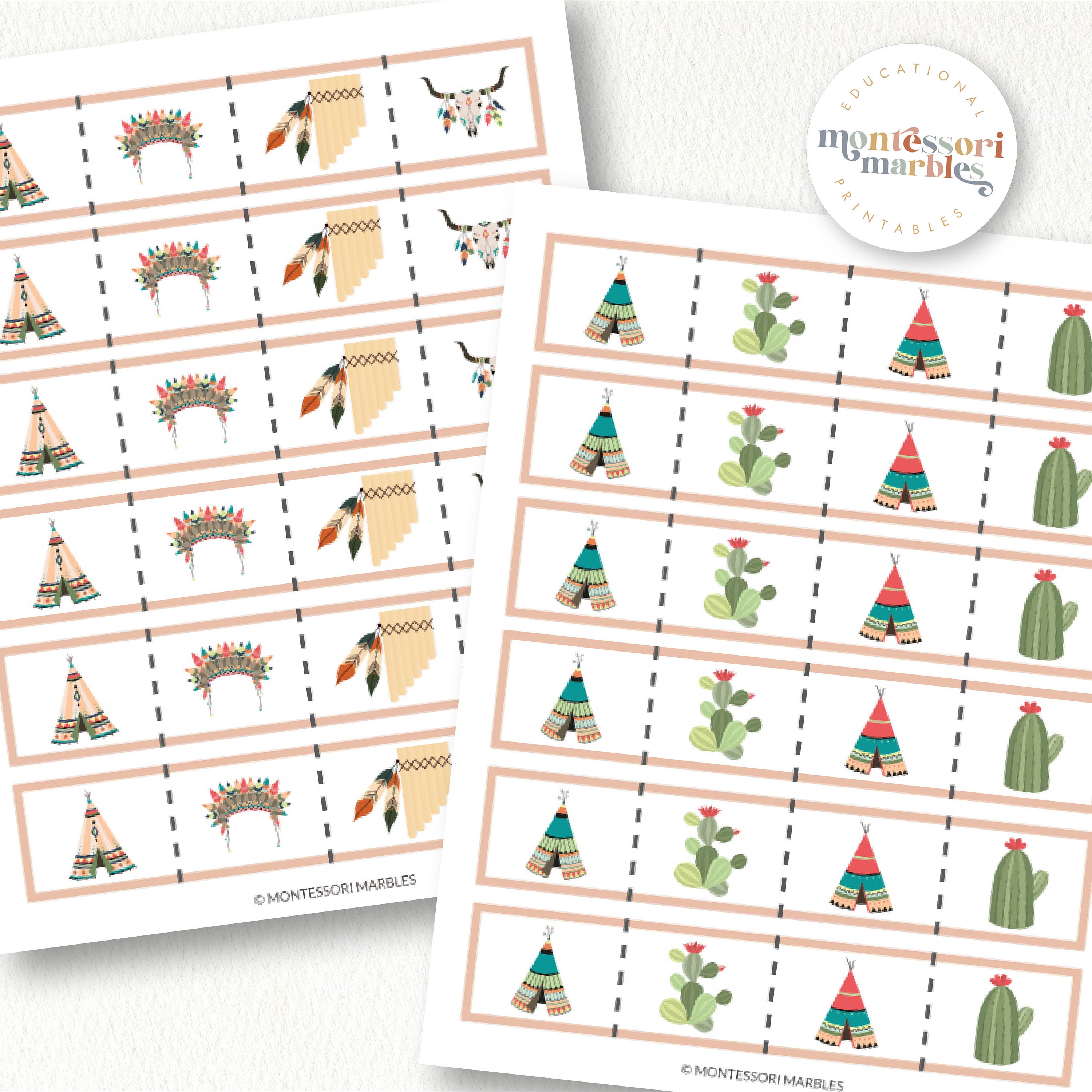 Native American Cutting Strips | Montessori Cultural | Fine Motor ...