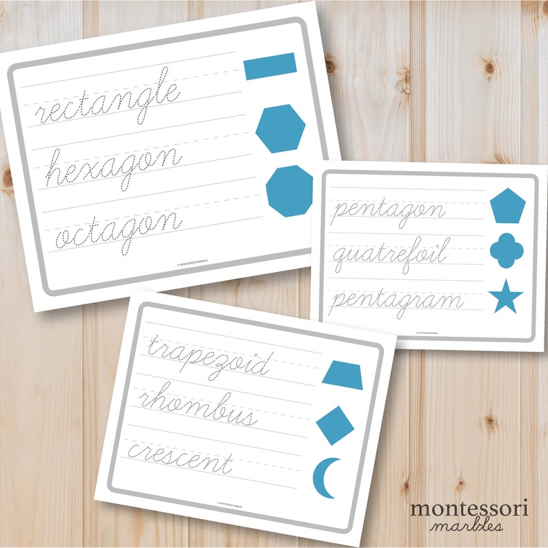 CURSIVE Geometric Shapes ,tracing and Vocabulary, Preschool ...