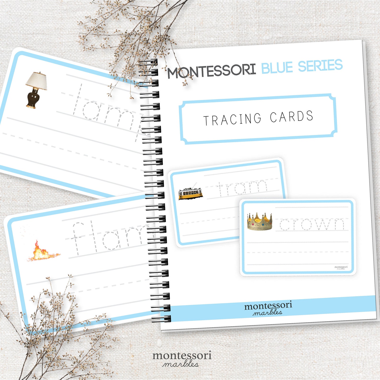MONTESSORI BLUE Series Tracing Cards Tracing Words - Etsy