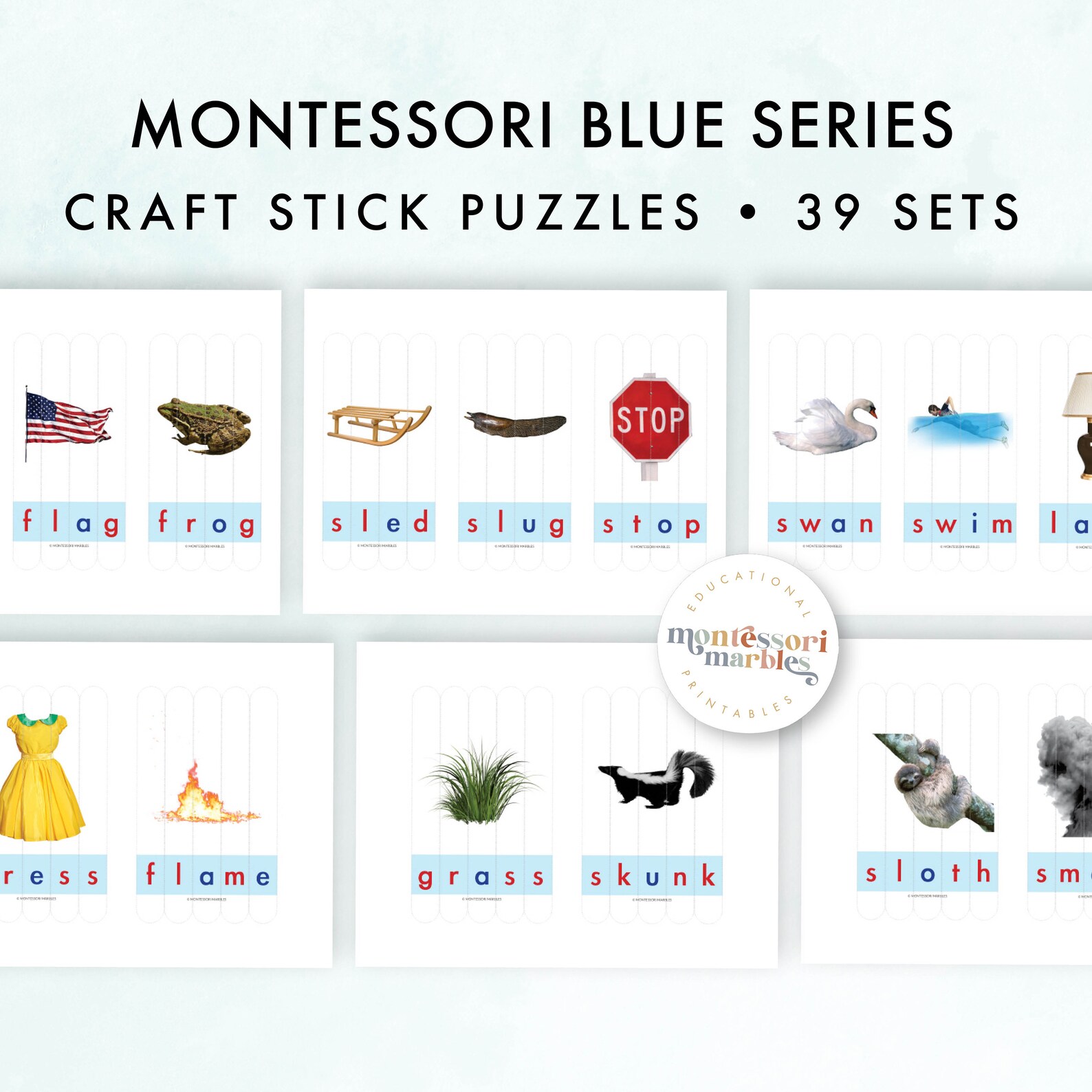 Montessori Blue Series Craft Stick Puzzles: Early Literacy (digital ...