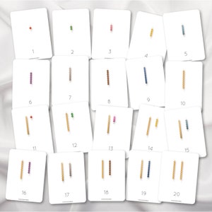 MONTESSORI GOLDEN BEADS Nomenclature Cards Kindergarten Math Counting 1 ...