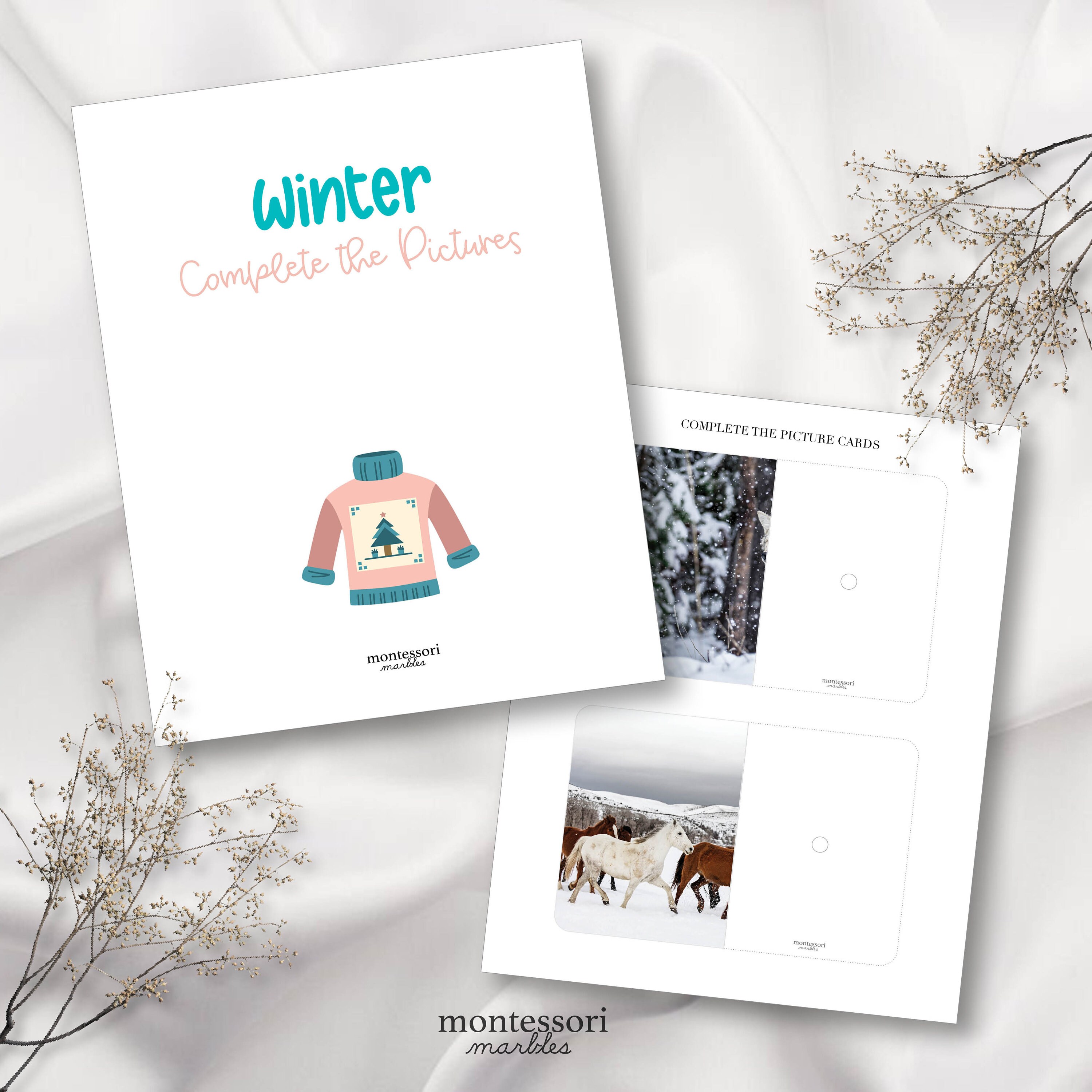 WINTER Complete the Pictures Activity Montessori Inspired - Etsy