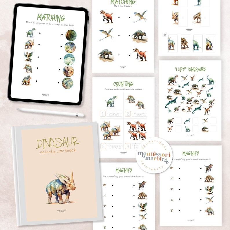 Dinosaur Activity Workbook | Montessori Preschool Worksheets | Tracing ...