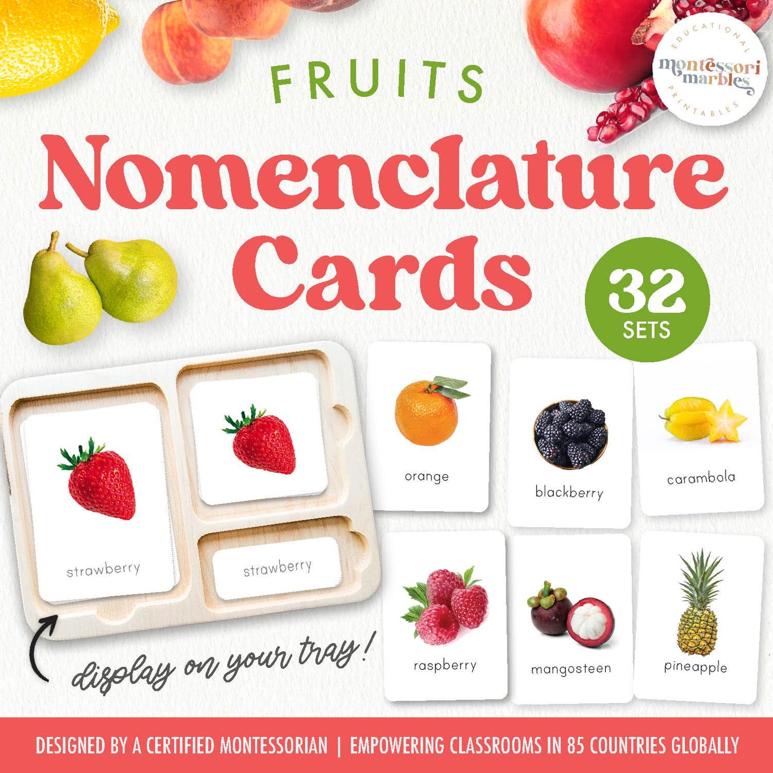 Fruits 3-part Cards | Montessori Real Picture Learning | Fruits Study ...