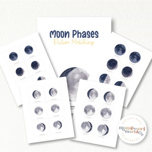 MOON PHASES Picture Matching Outer Space Theme Montessori Inspired ...