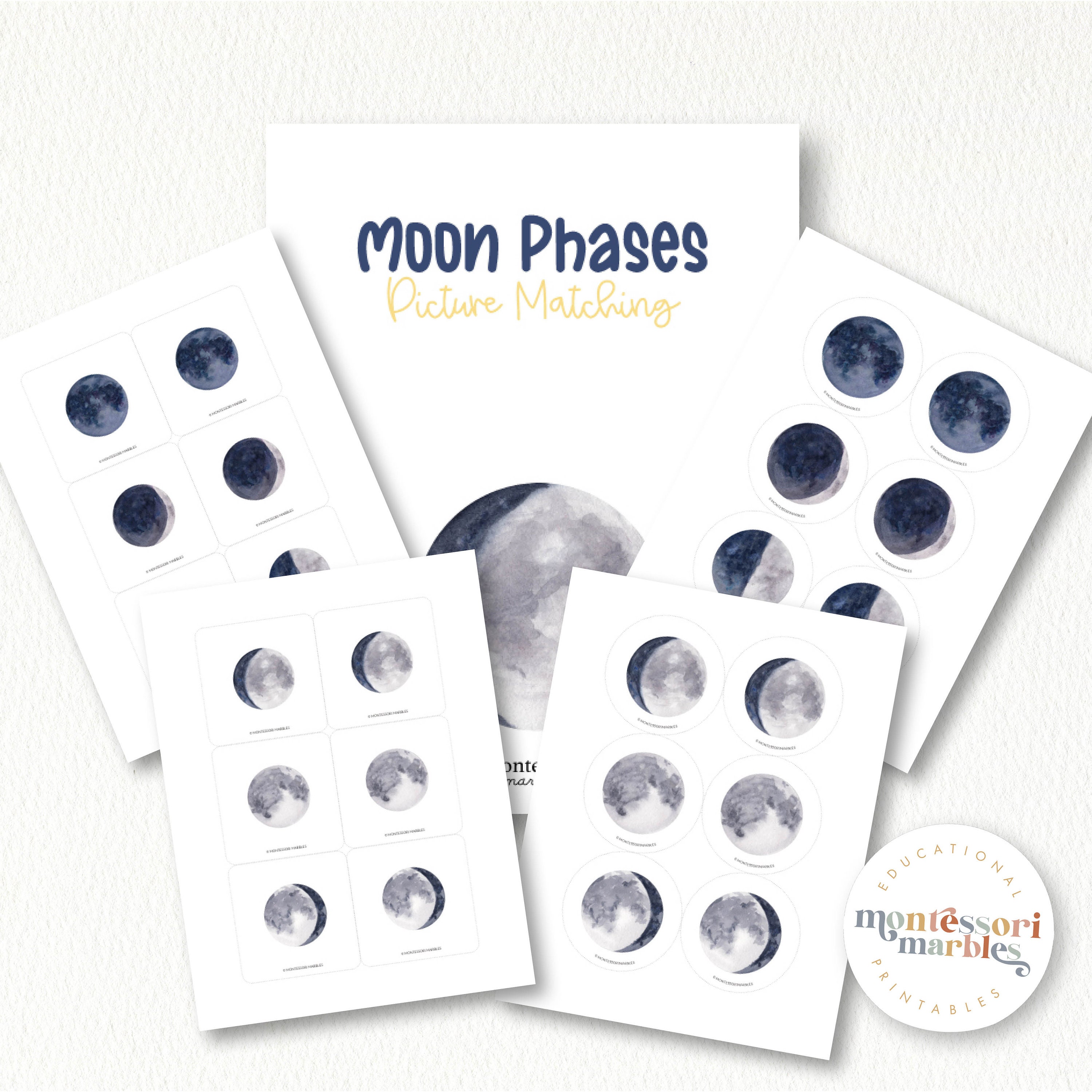 Moon Phases Picture Matching Cards | Montessori Science | Lunar Cycle ...