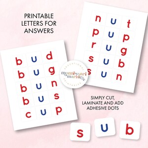 Montessori Pink Series Jumbled Word Cards for Short U, Activity for ...