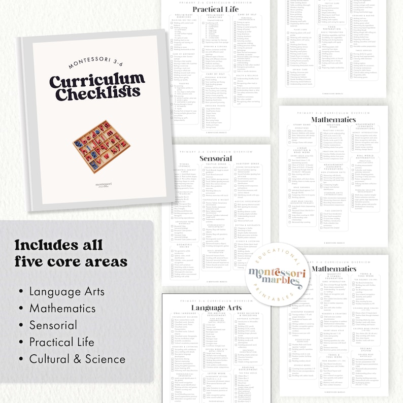 Montessori Curriculum Bundle Ages 3-12 | Preschool Checklist ...