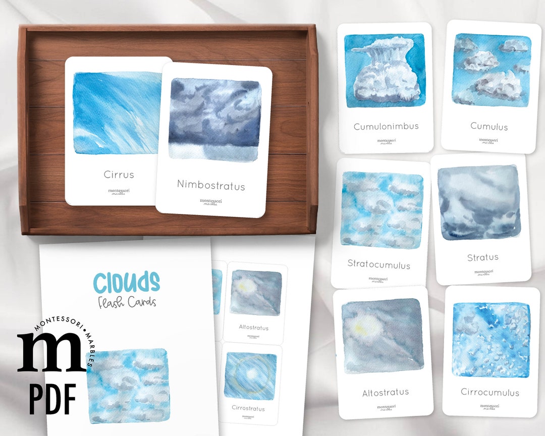 CLOUD Flash Cards Types of Cloud Learn About Weather - Etsy