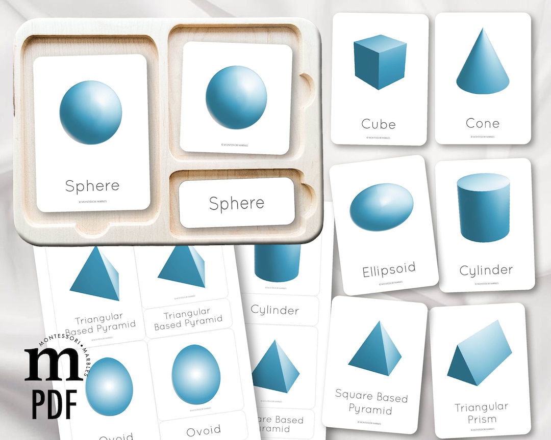 3D SHAPES Montessori Nomenclature Cards Geometric Solids - Etsy