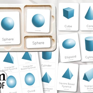 3D SHAPES Montessori Nomenclature Cards Geometric Solids - Etsy