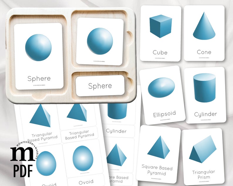 3D SHAPES Montessori Nomenclature Cards Geometric Solids - Etsy UK