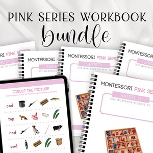 BUNDLE Montessori Pink Series Workbooks, Short A E I O U, CVC Words for ...