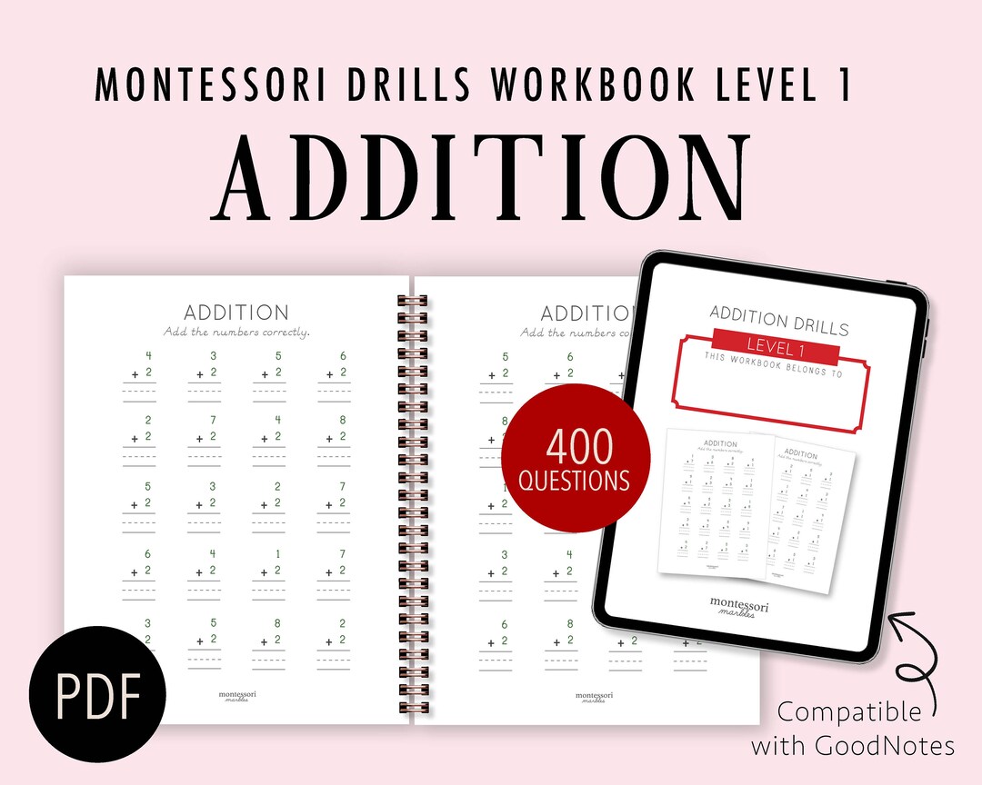LEVEL 1 Montessori Math Addition Drills Level 1 Single Digit - Etsy