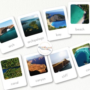 LANDFORMS Flash Cards Montessori Inspired Cards Social Studies ...