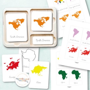 SEVEN CONTINENTS Montessori Nomenclature Cards | Cursive Cards | Social ...