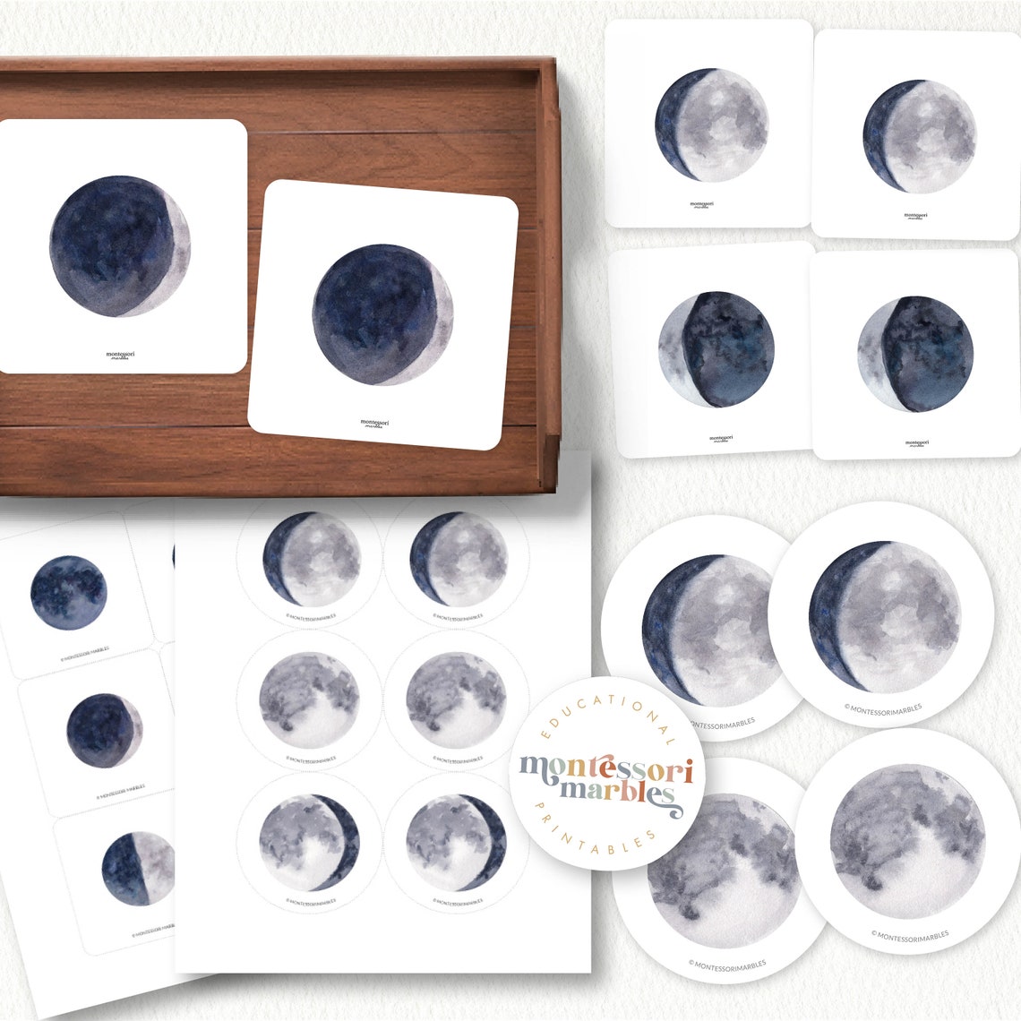 Moon Phases Picture Matching Cards | Montessori Science | Lunar Cycle ...