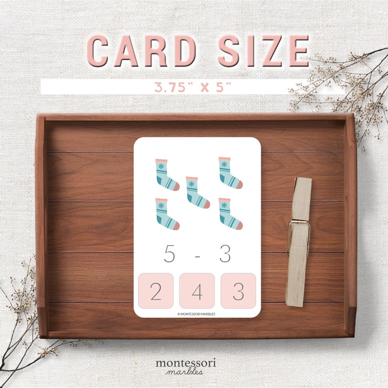 WINTER Subtraction Clip Cards Math Printable Kindergarten - Etsy
