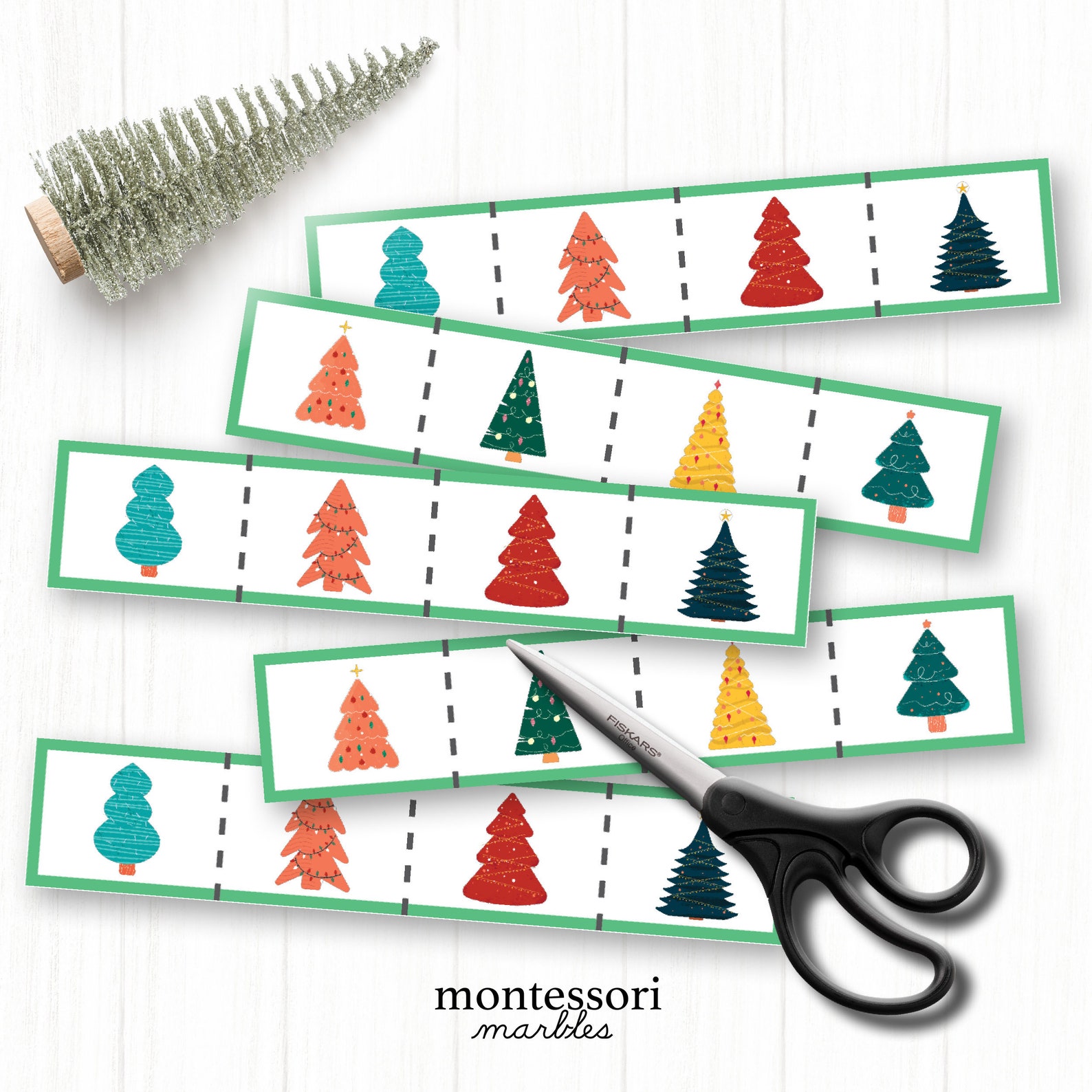 Christmas Cutting Strips Fine Motor Activity for Montessori | Etsy