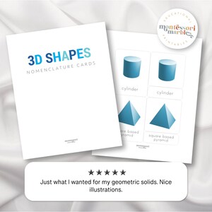 3D SHAPES Montessori Nomenclature Cards Geometric Solids Flash Cards ...