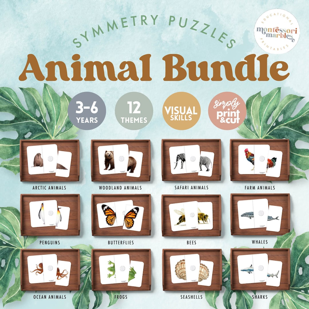 60% Off!! SYMMETRY PUZZLES BUNDLE | 12 Animal Themes | Bundle Pack for ...