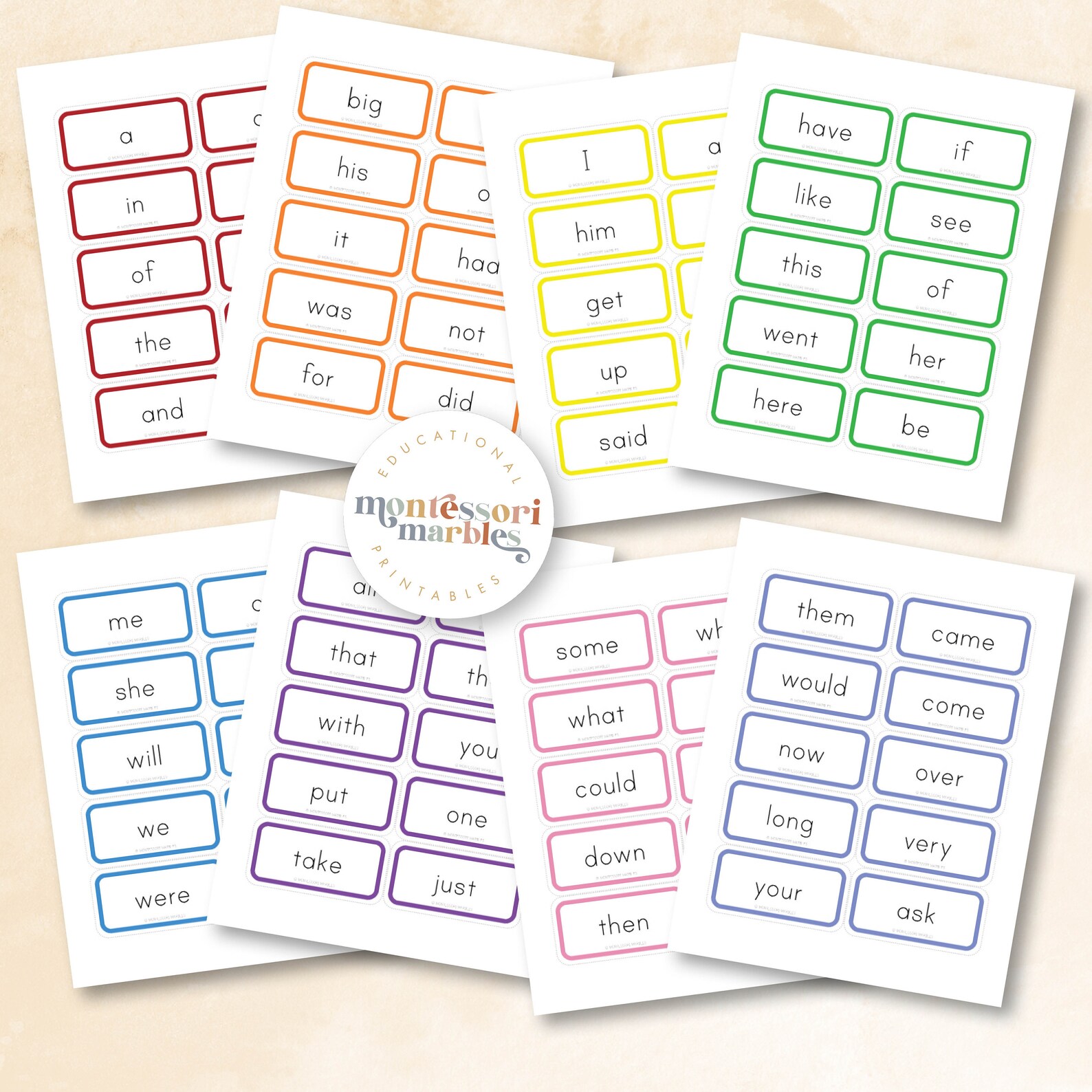 Sight Words Puzzle Cards | 100 Dolch Words Color-coded | Montessori ...