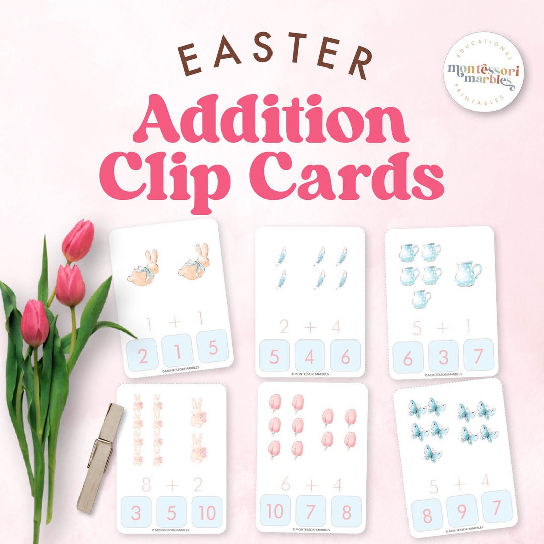 Easter Addition Clip Cards: Kindergarten Math (printable) - Etsy