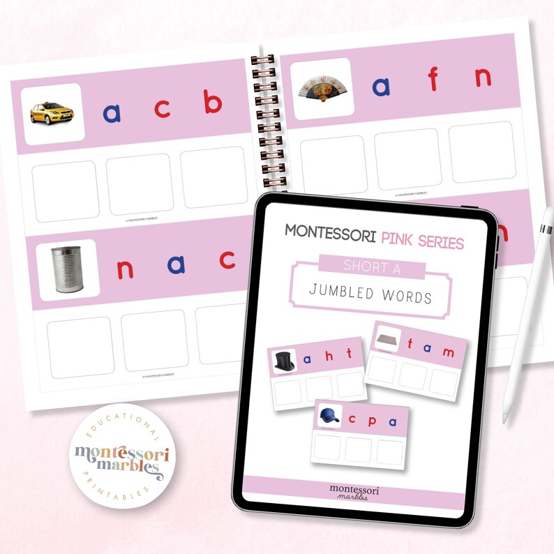 Pink Series Short A Jumbled Word Cards | Montessori Language | CVC ...