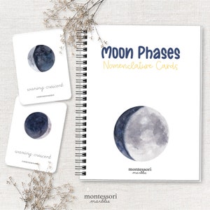 CURSIVE MOON PHASES Montessori Nomenclature Cards Montessori | Etsy