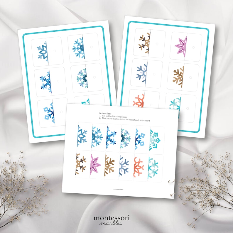 WINTER Complete the Snowflakes Symmetry Puzzles Montessori - Etsy