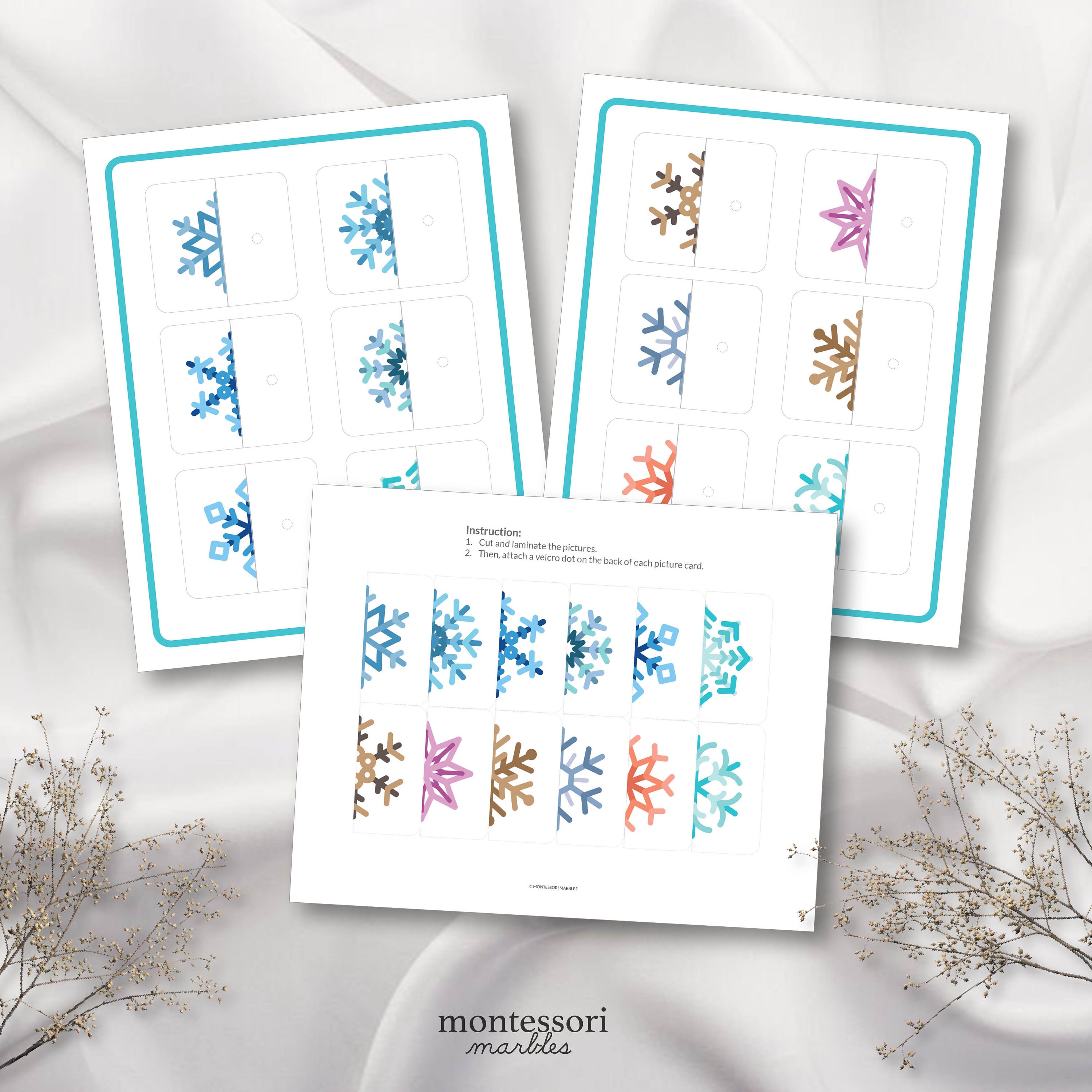 WINTER Complete the Snowflakes Symmetry Puzzles Montessori - Etsy