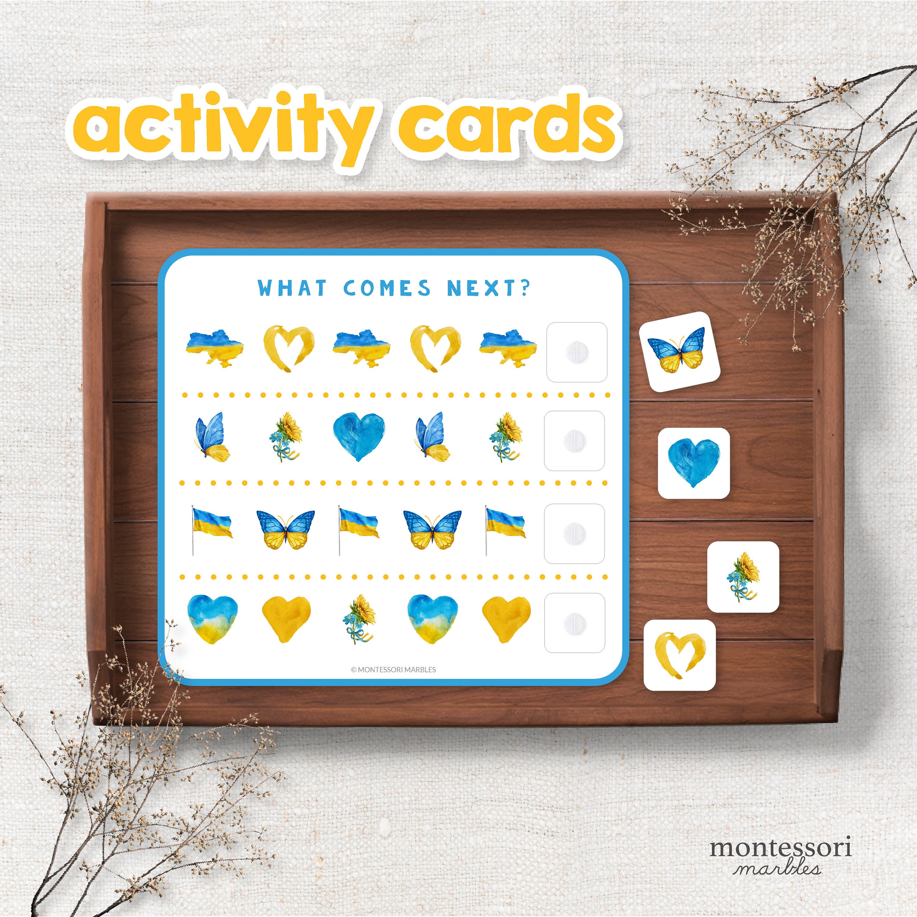 UKRAINE THEME Complete the Patterns, Pattern Sequencing, Montessori ...