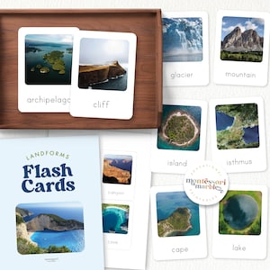 LANDFORMS Flash Cards | Montessori Inspired Cards | Social Studies ...