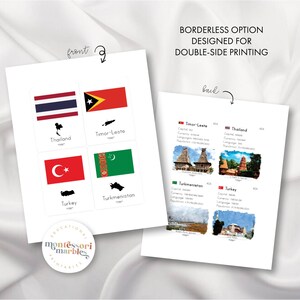 ASIA Fact Cards With Watercolor Painting of Landmarks Montessori ...