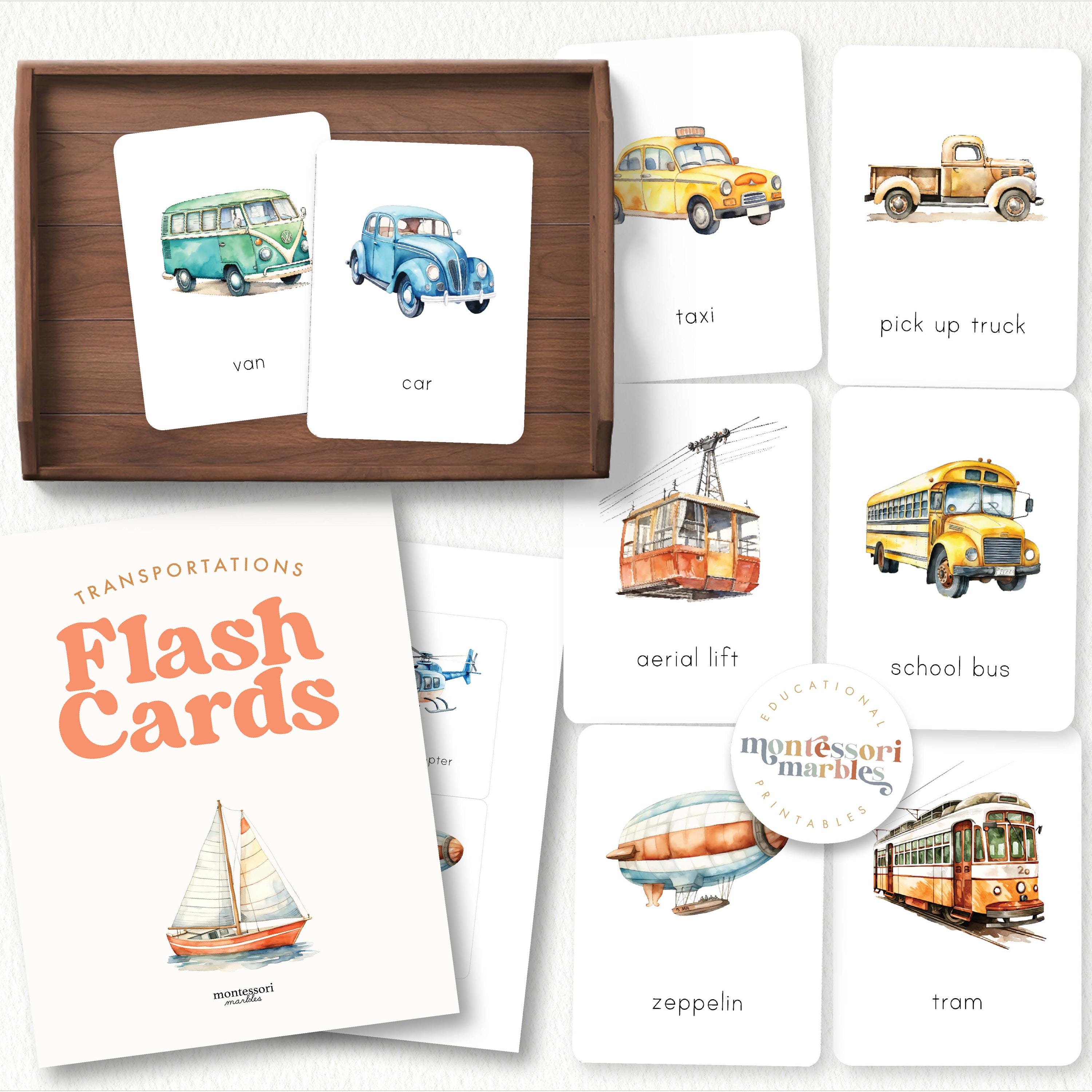 Transportation Flash Cards: Vehicle Learning Printable (PDF Download ...