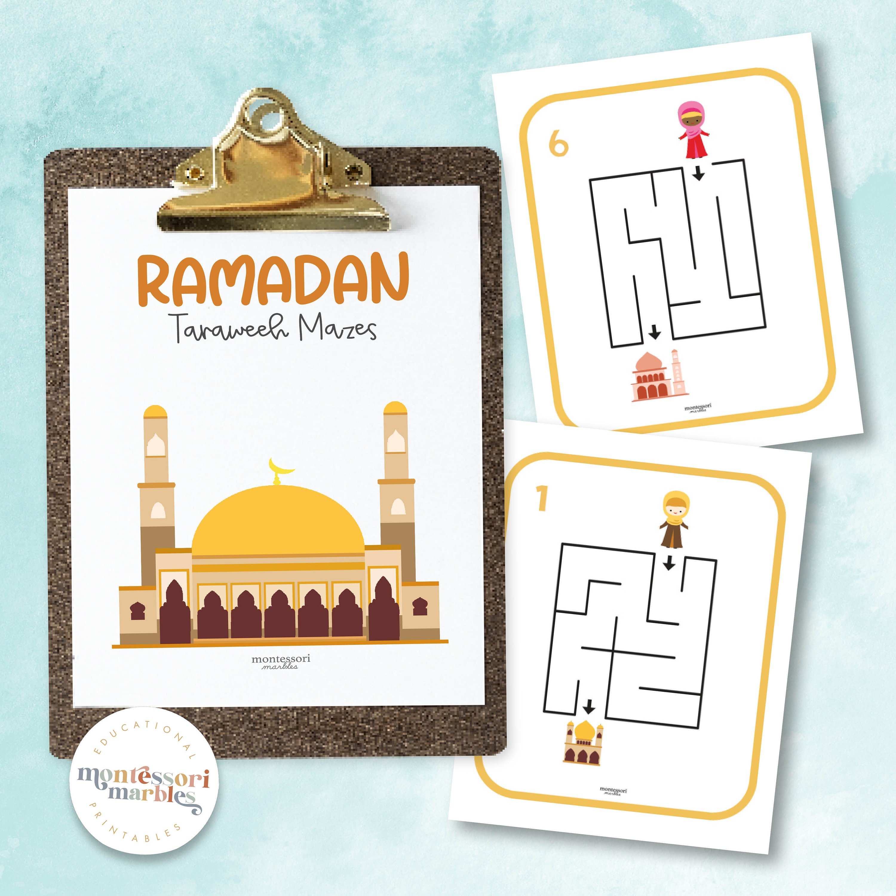 RAMADAN Mazes Activity Taraweeh to Mosque Fun Ramadan Printable for ...