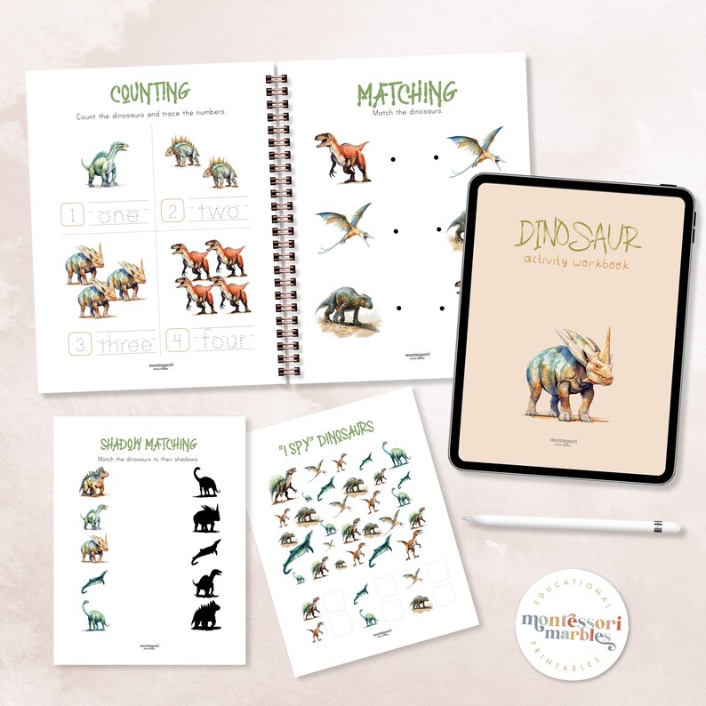 Dinosaur Activity Workbook | Montessori Preschool Worksheets | Tracing ...