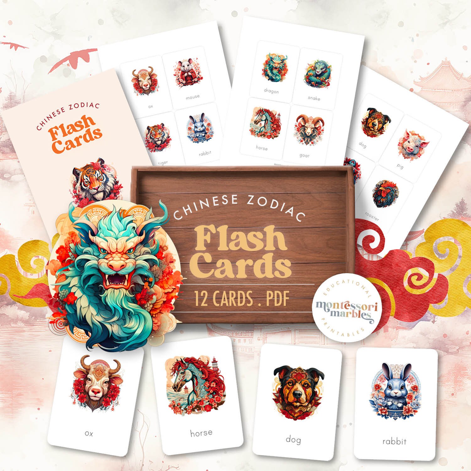 Chinese Zodiac Flash Cards | Montessori Asian Studies | Cultural ...