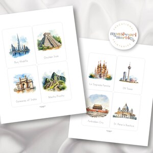 LANDMARKS Flash Cards Montessori Inspired Printable Popular Landmarks ...