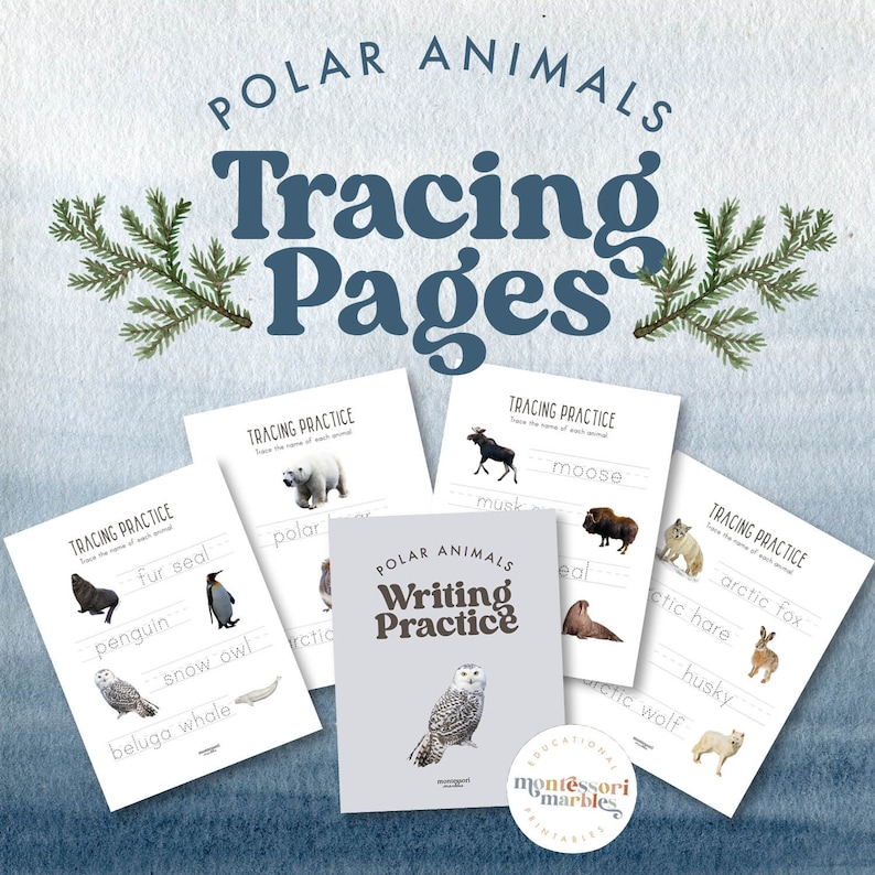 Polar Animals Tracing Practice | Montessori Language | Handwriting ...