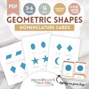 GEOMETRIC SHAPES Nomenclature Cards Montessori Inspired Resources ...